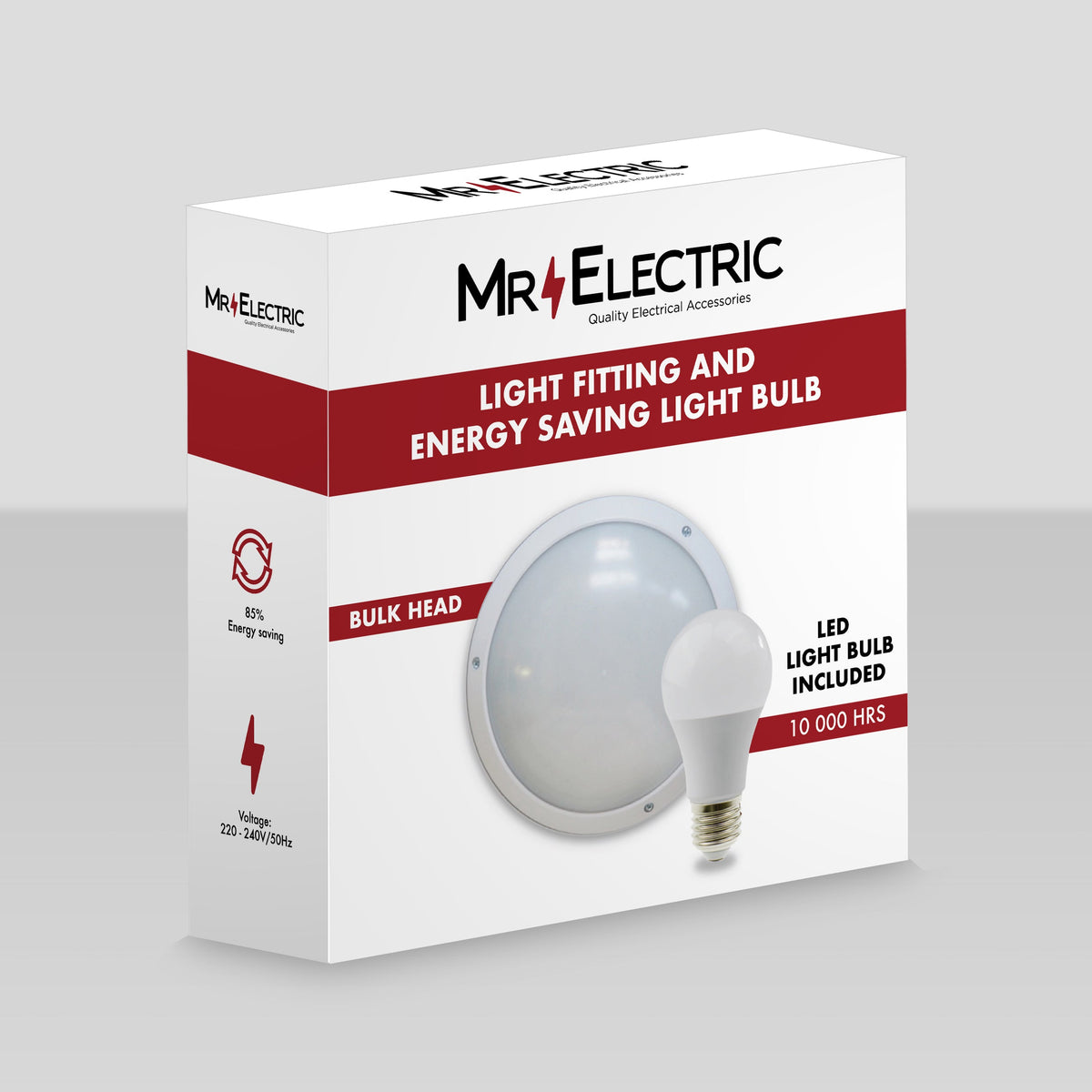 MR ELECTRIC ROUND BULKHEADS WHITE TRIM CLEAR LENS + LED A60 – Mr Electric