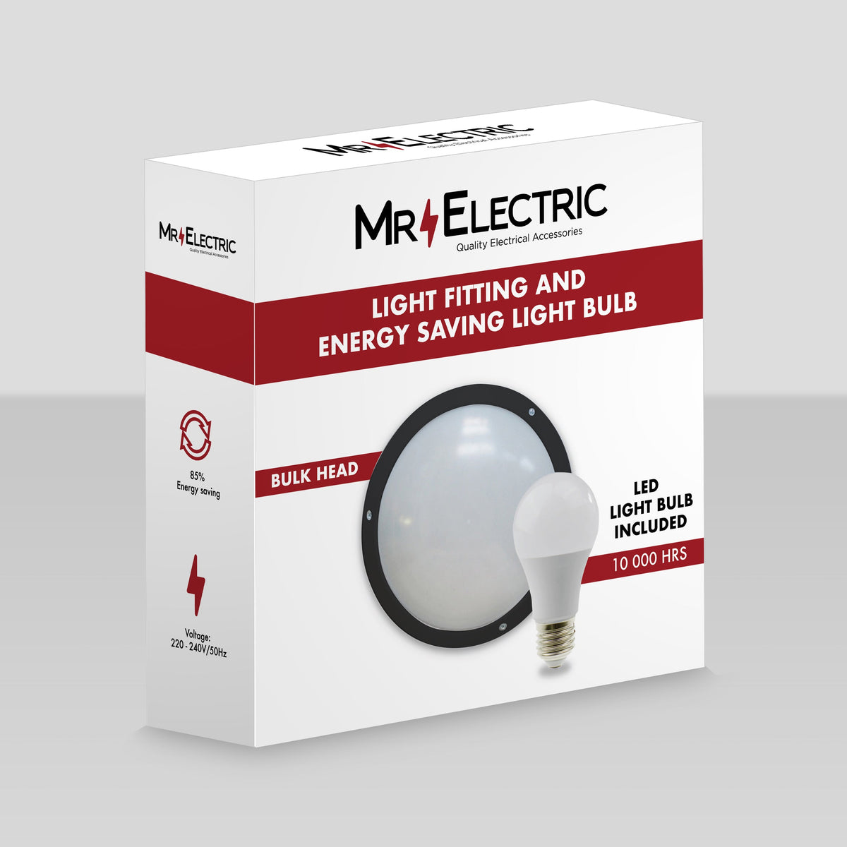 MR ELECTRIC ROUND BULKHEADS BLACK TRIM CLEAR LENS + LED A60 – Mr Electric
